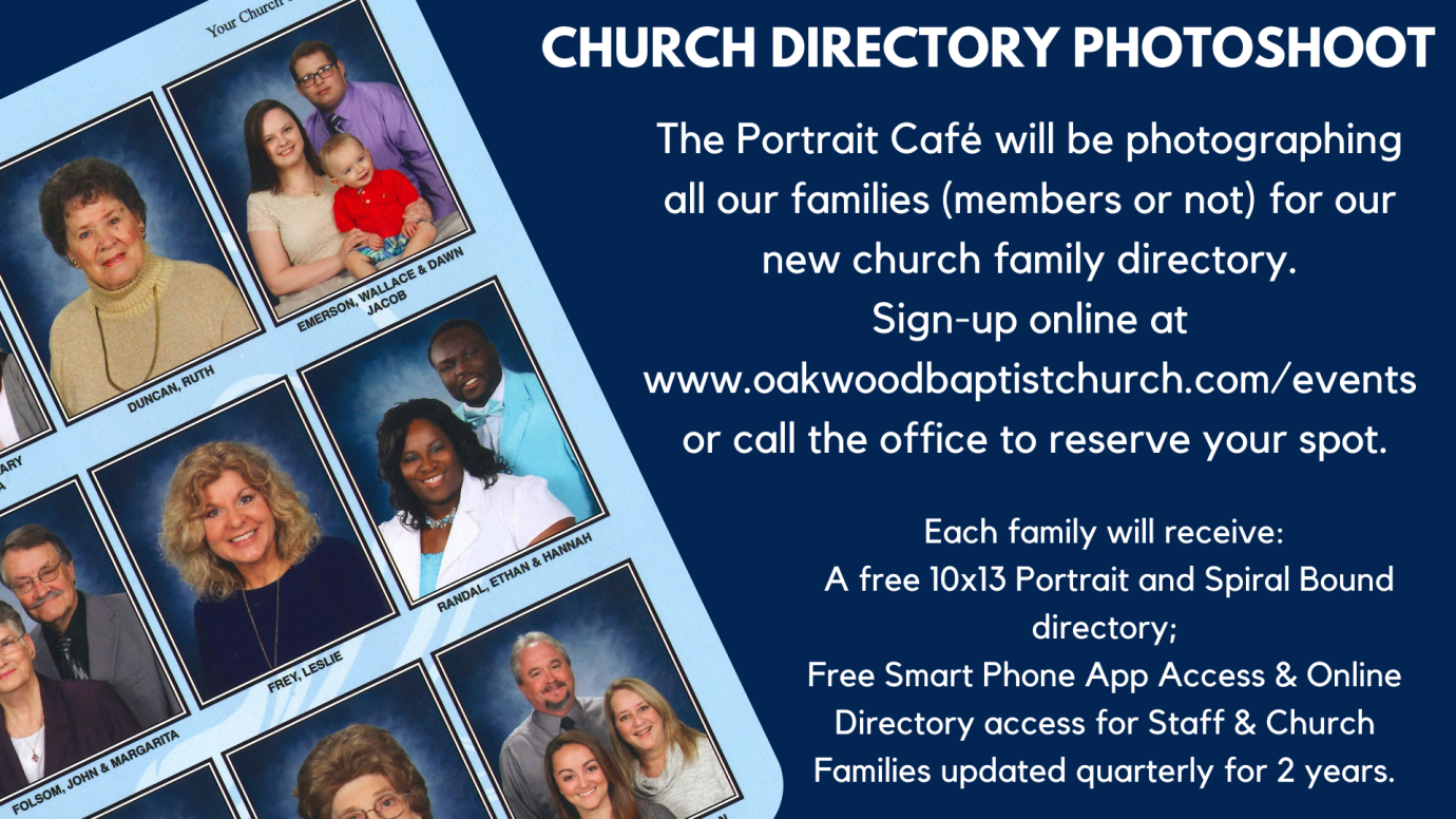 Church Directory Photo Shoot Sign-Up | Oakwood Baptist Church